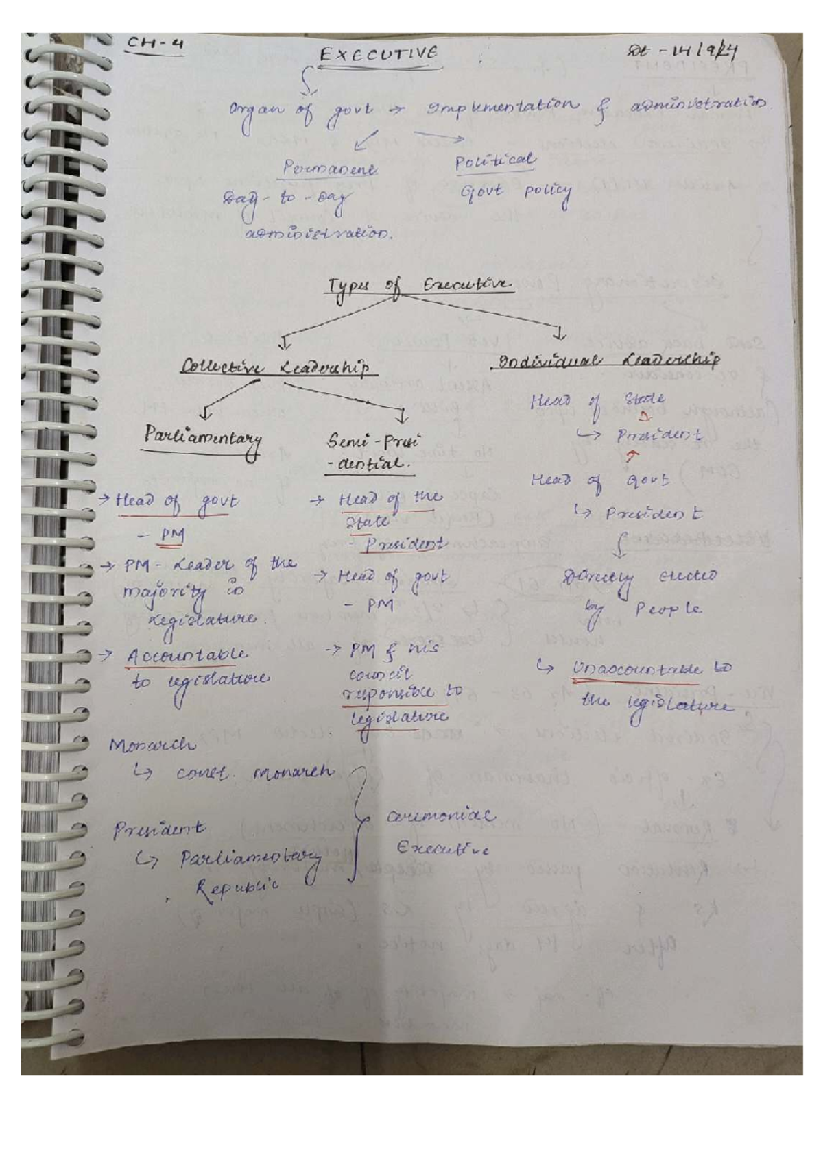 4 EXECUTIVE: Types and Functions of Government Leadership - Studocu