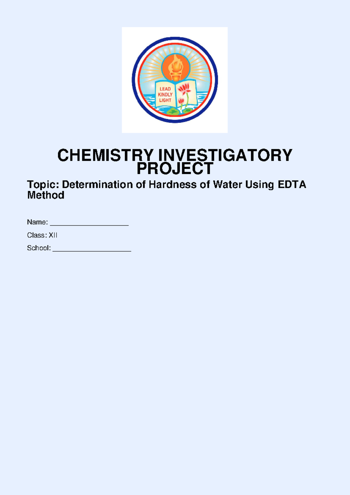 Chemistry project colored - CHEMISTRY INVESTIGATORY PROJECT Topic ...