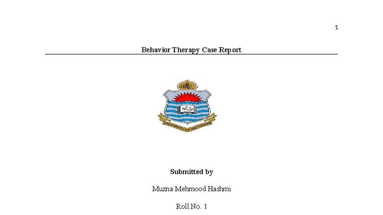 Behavior Therapy Case Report: Blood Phobia (MS Clinical Psychology ...