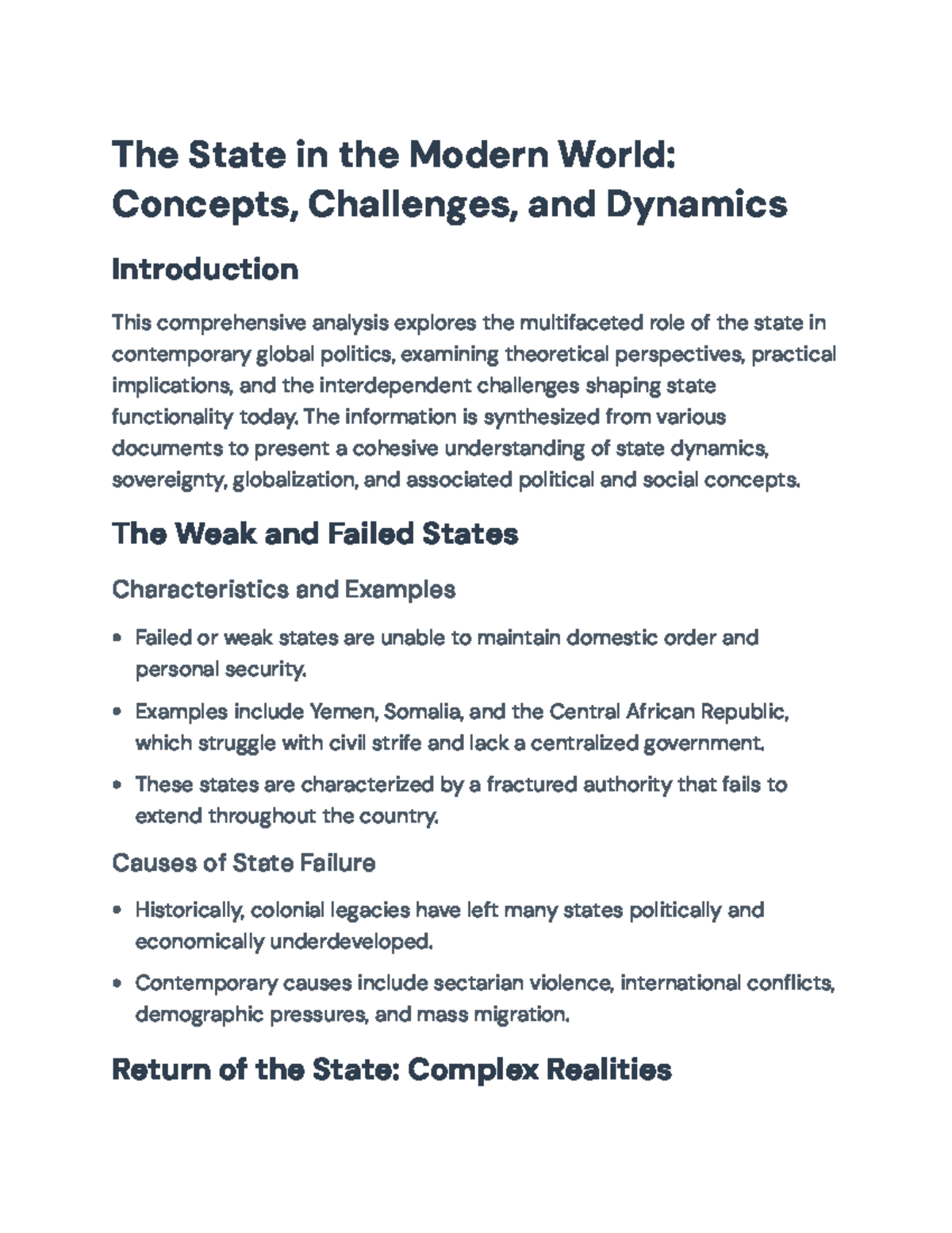 Modern State Dynamics: Concepts, Challenges, and Global Impacts - The ...