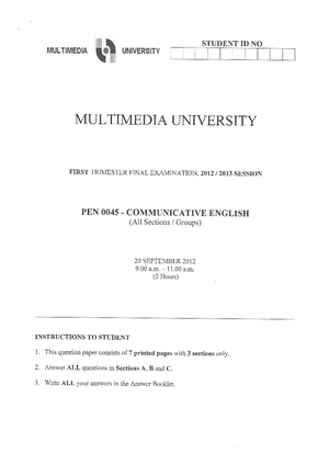 MUET WRITING TASK 1 (EMAIL/LETTER) - Communicative English - MMU - Studocu