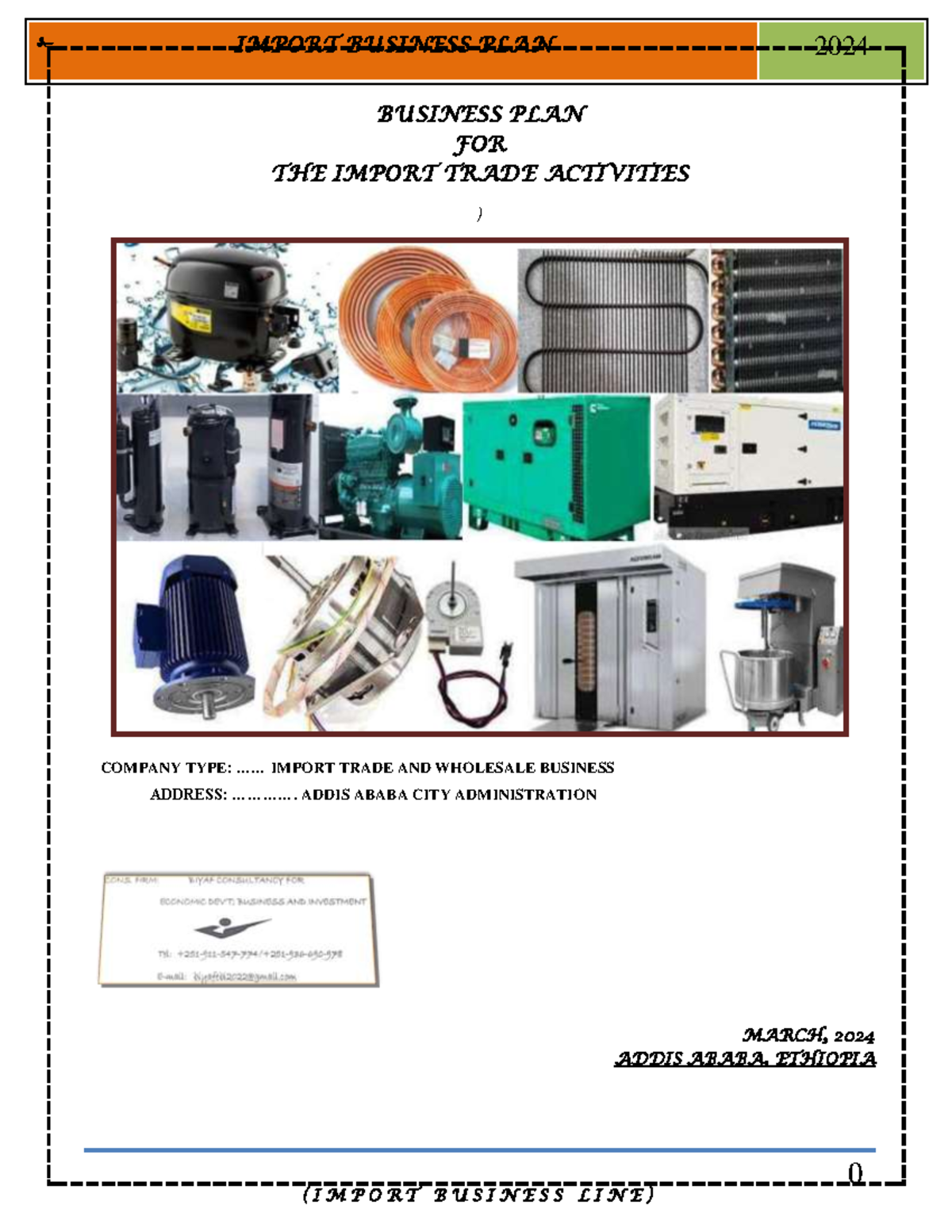 Import Business Plan for Electronics Trade - Addis Ababa - Studocu