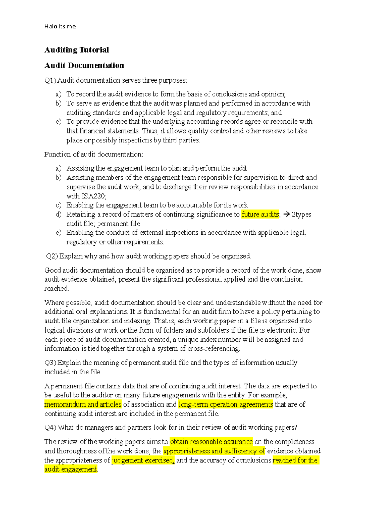 Auditing Tutorial - practive question - Auditing Tutorial Audit ...