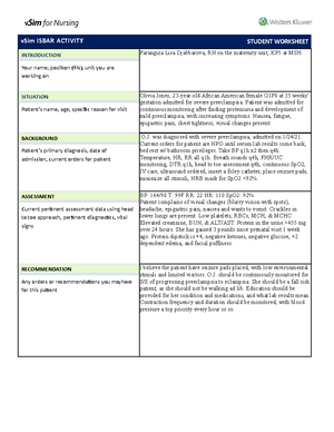 Harry hadley vsim - VSIM with answers - Pharmacology Scenario 6: Harry ...