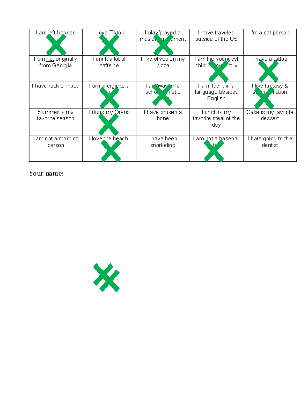 People Bingo Activity - Fun Facts and Interests - Studocu
