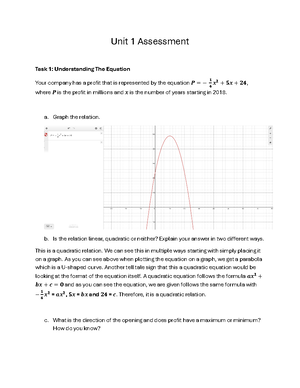 Math assessment unit two - Task 1: Finding a Real-World Situation a ...