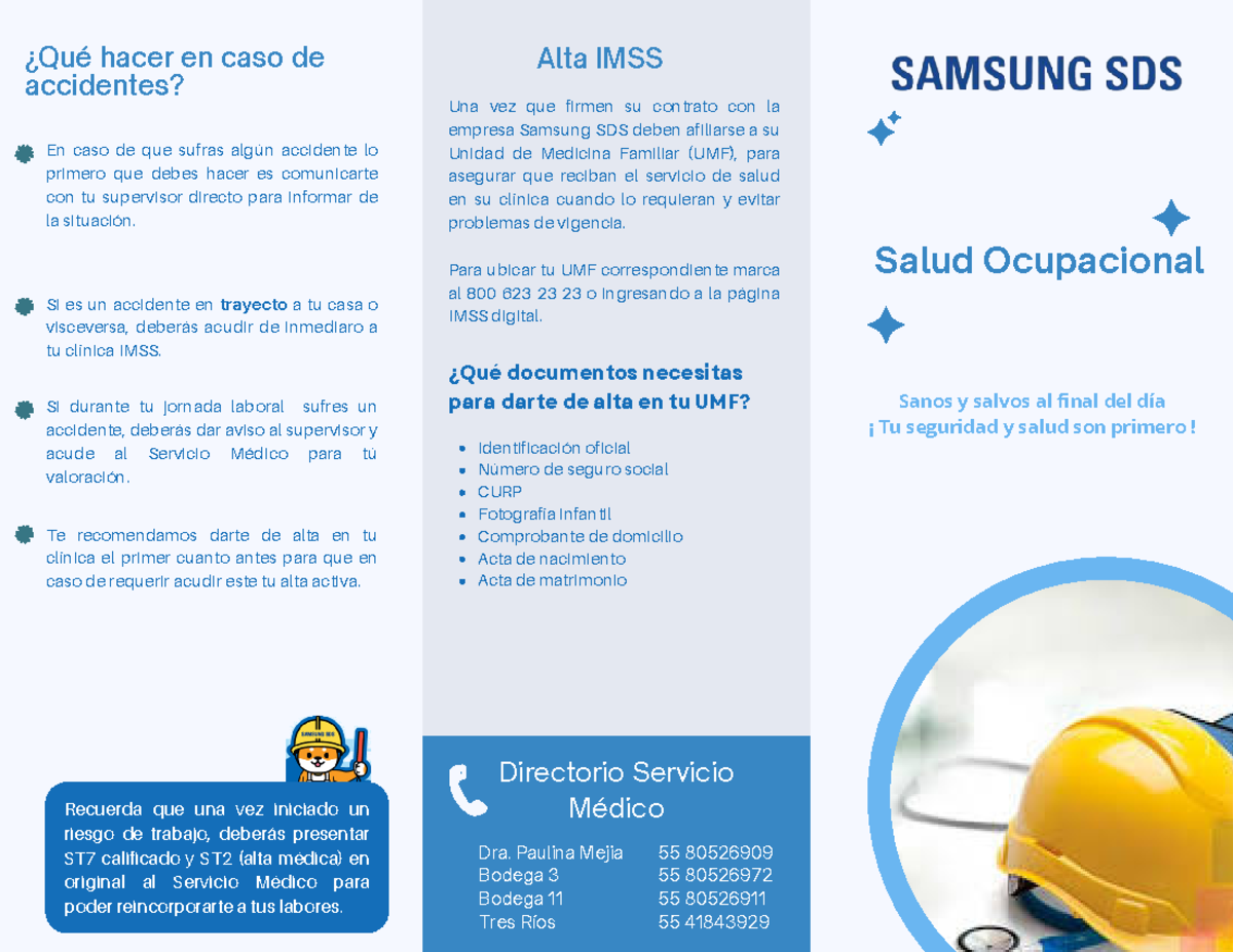 Tríptico para dentista moderno azul - Salud Ocupacional ¿Qué hacer en ...