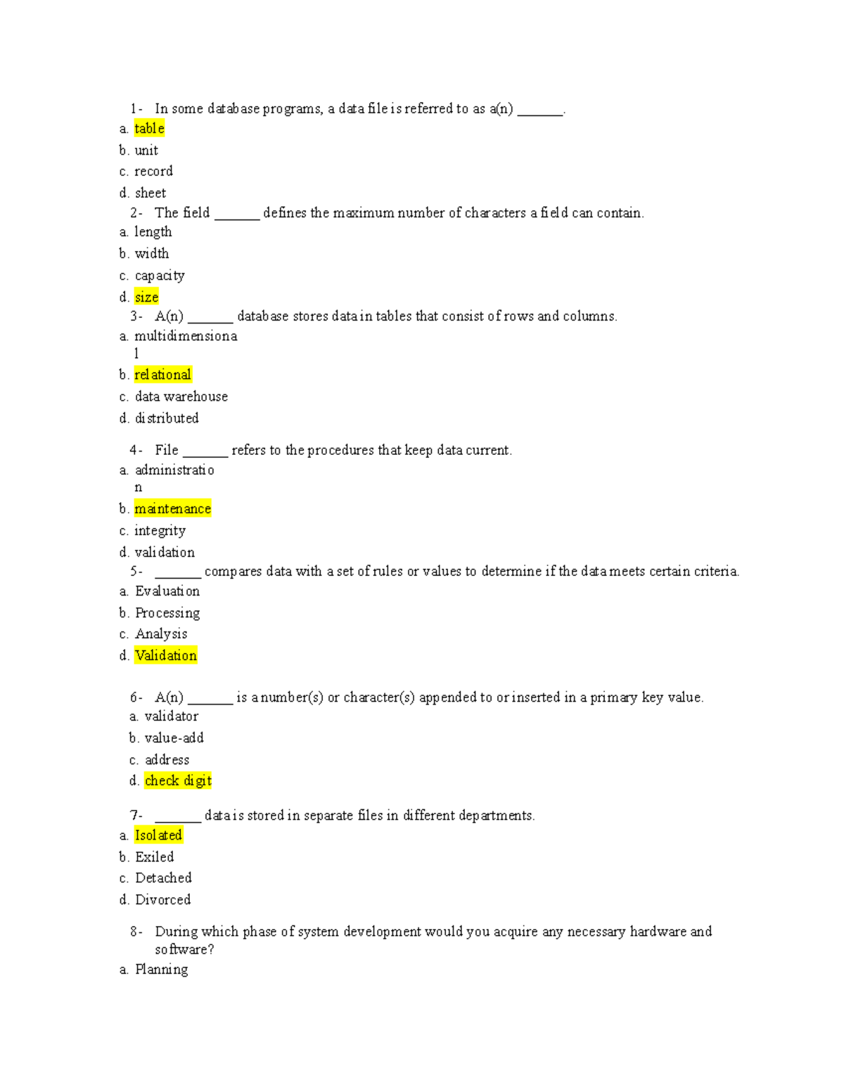 Assignment 11 - Database Concepts & Validity Checks - Studocu
