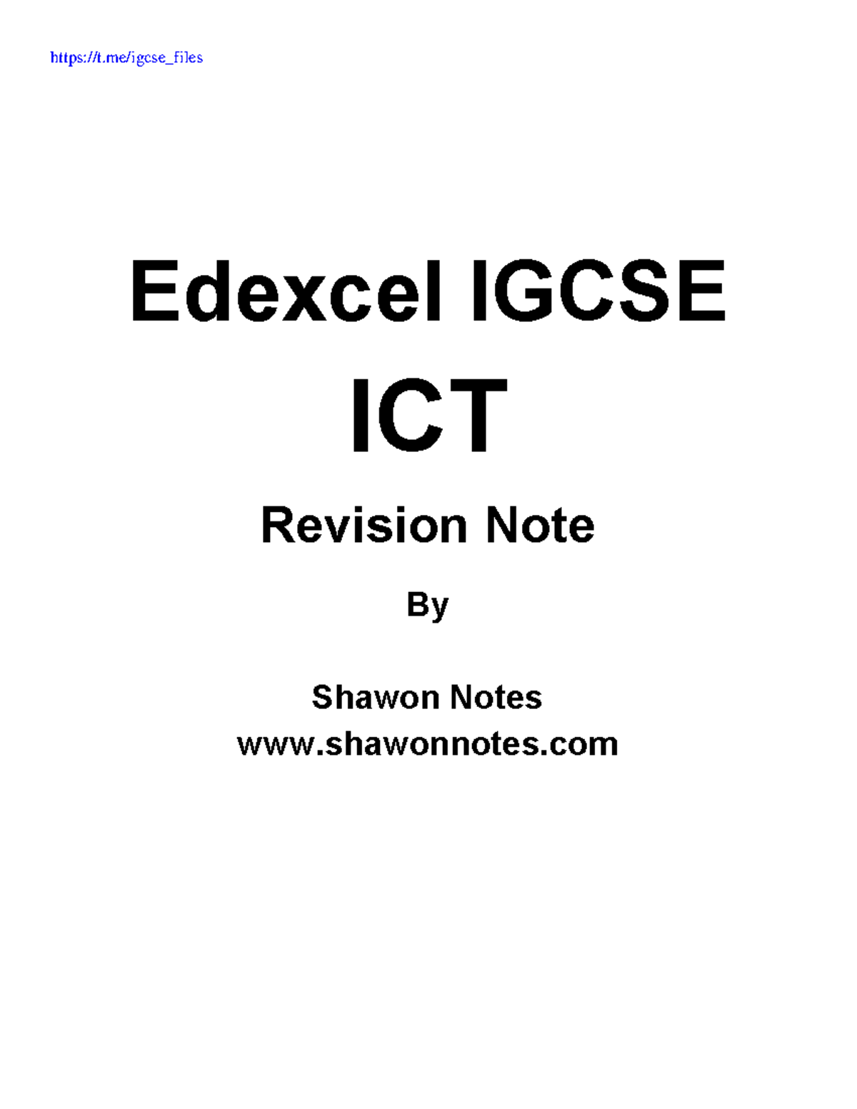Edexcel Igcse 9 1 Ict Revision Notes - Edexcel IGCSE ICT Revision Note ...