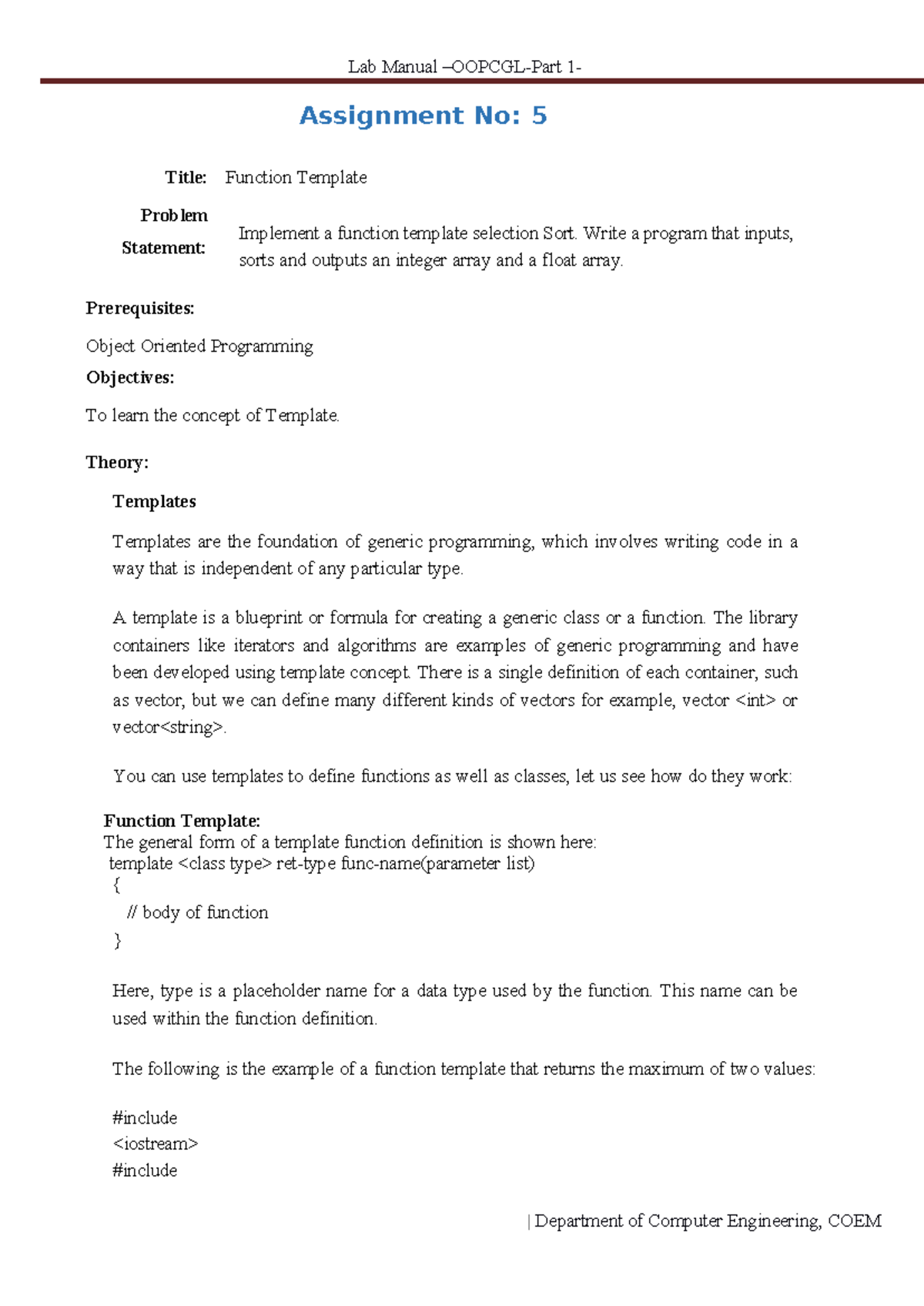 APB-OOP-Practicle Assignment No 5 - OOP | Department of Computer ...