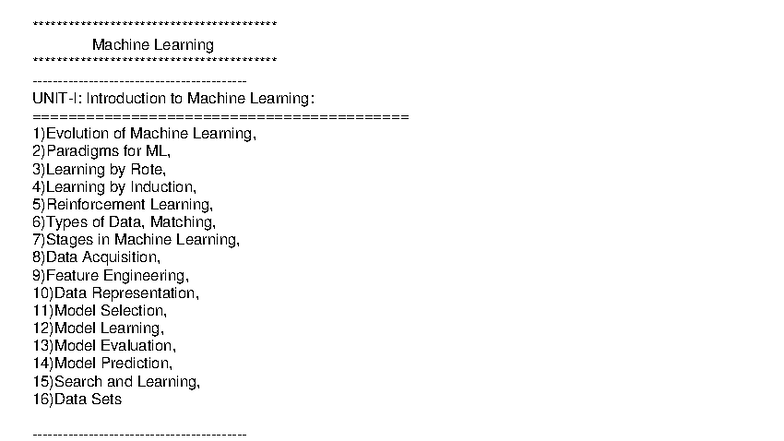 ML 101: Intro to Machine Learning Concepts and Algorithms - Studocu