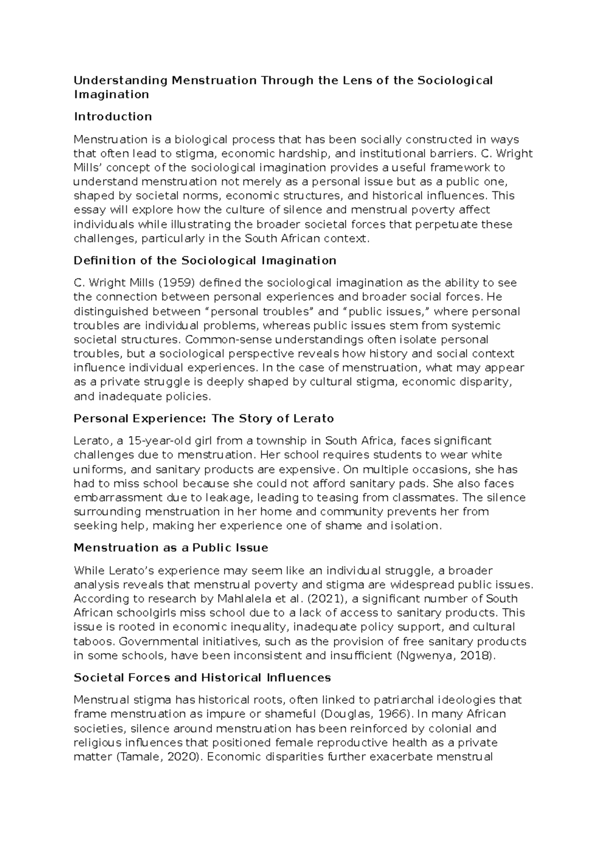 Socy 101: Understanding Menstruation through the Sociological ...