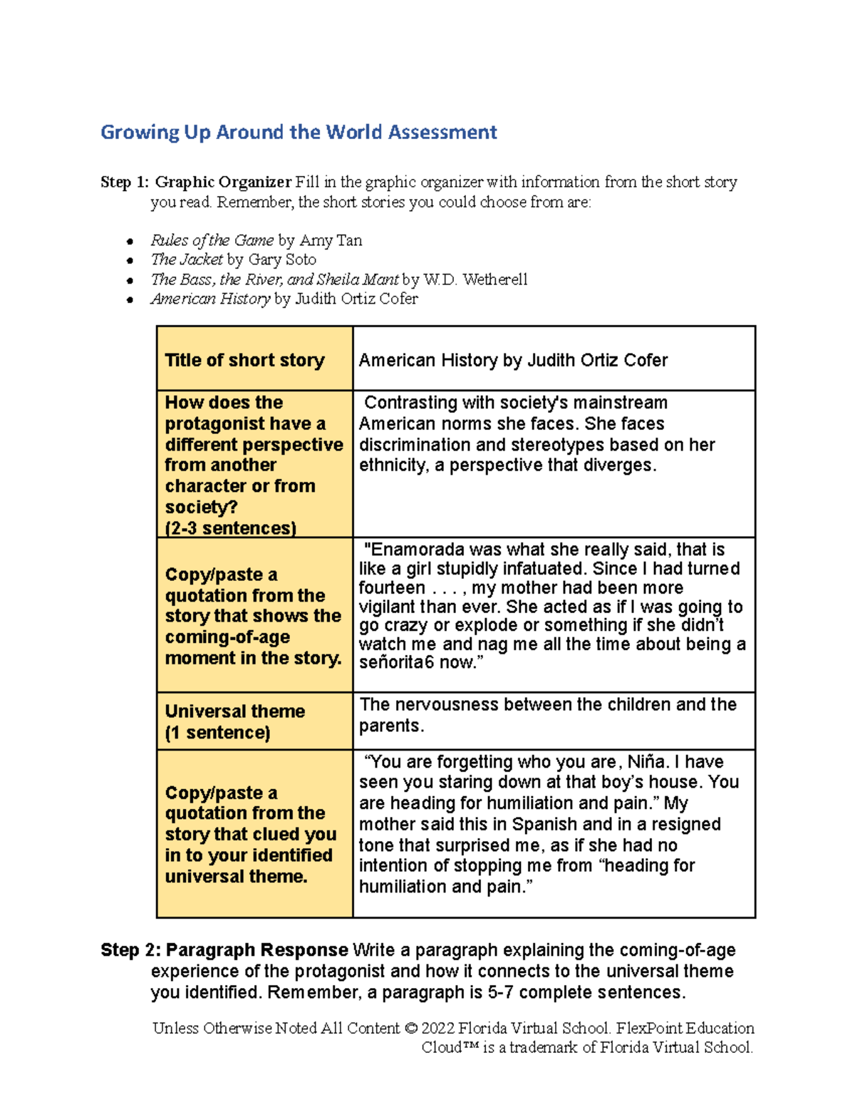Copy of 6.02 Growing Up Around the World Assessment - Growing Up Around ...