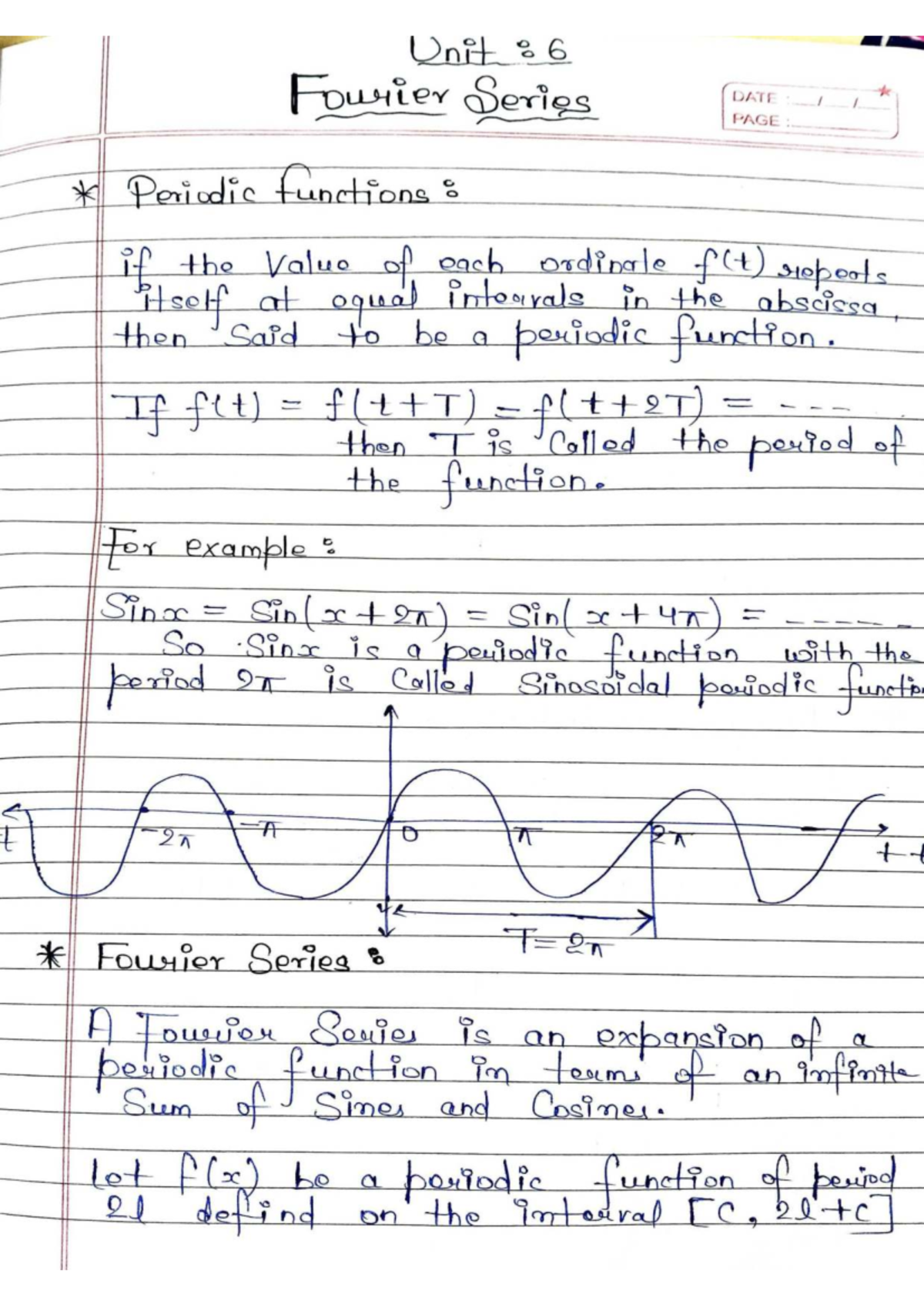 Unit 6: Fourier Series and Periodic Functions Overview - Studocu