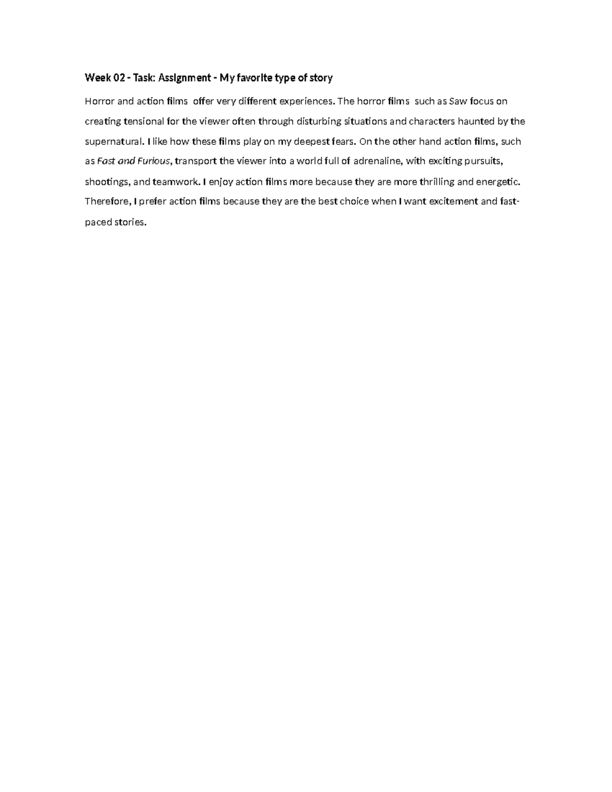 Week 02 - Task Assignment - My favorite type of story - The horror ...