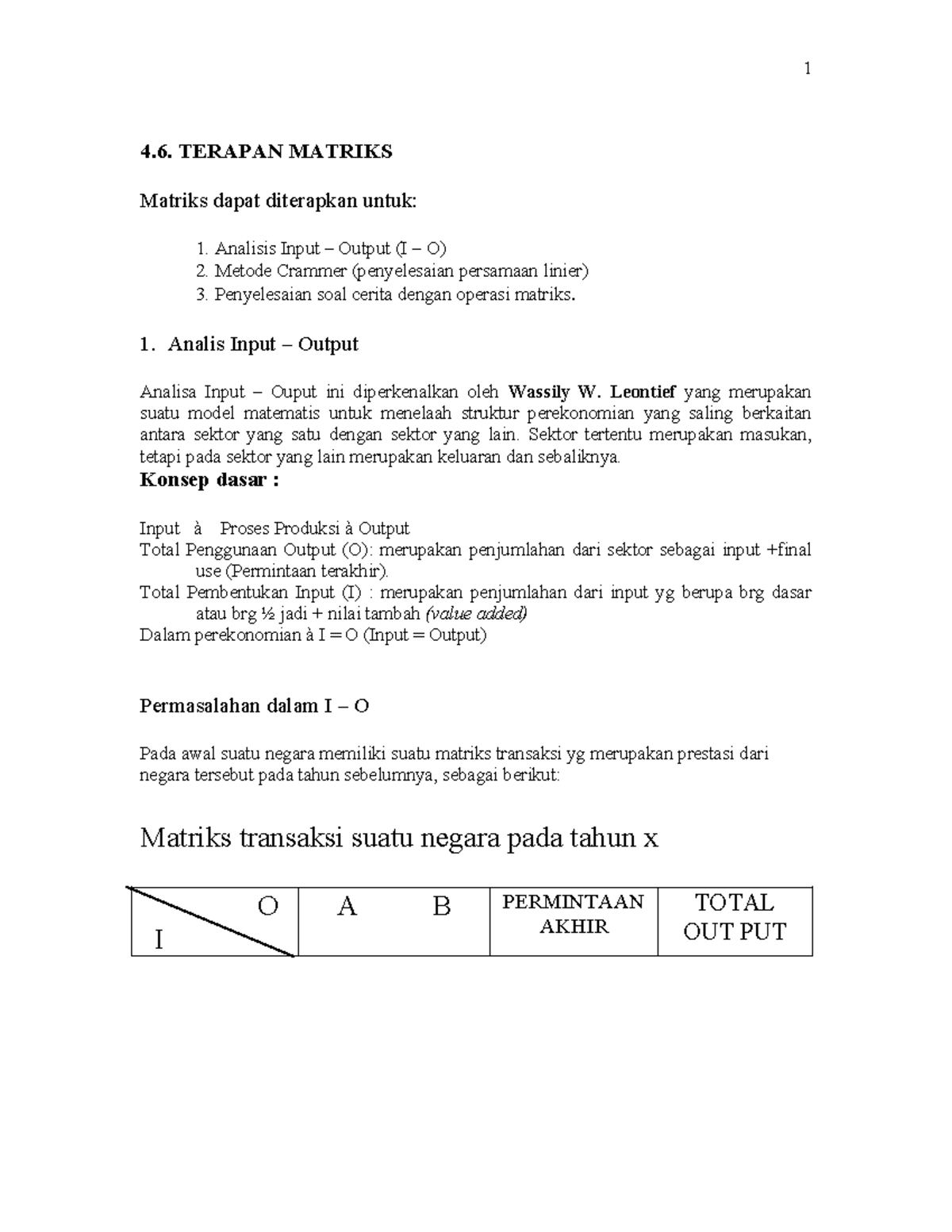 Penerapan Matriks dalam Analisis Ekonomi dan Metode Cramer (MK ...