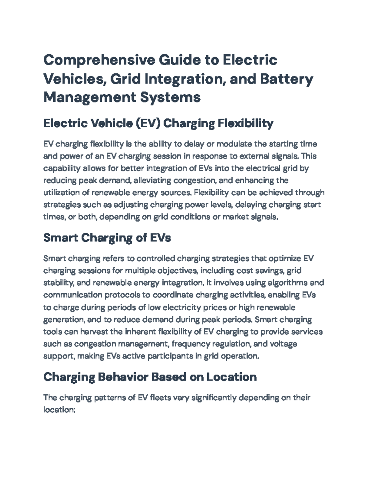 Comprehensive Guide to EV Charging, Grid Integration & Battery ...