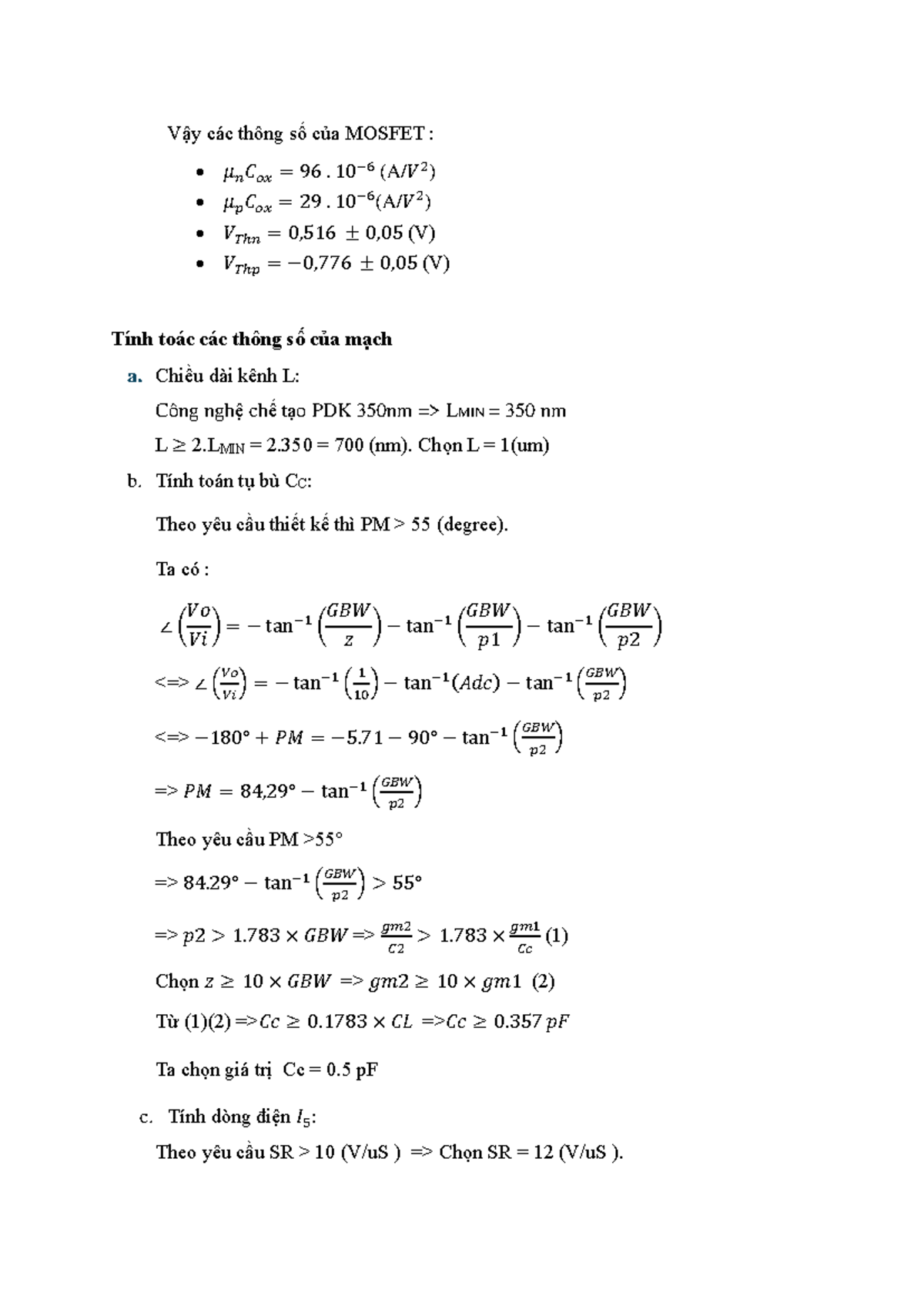 Tính Toán Thông Số MOSFET và Thiết Kế Mạch Điện Tử - Studocu