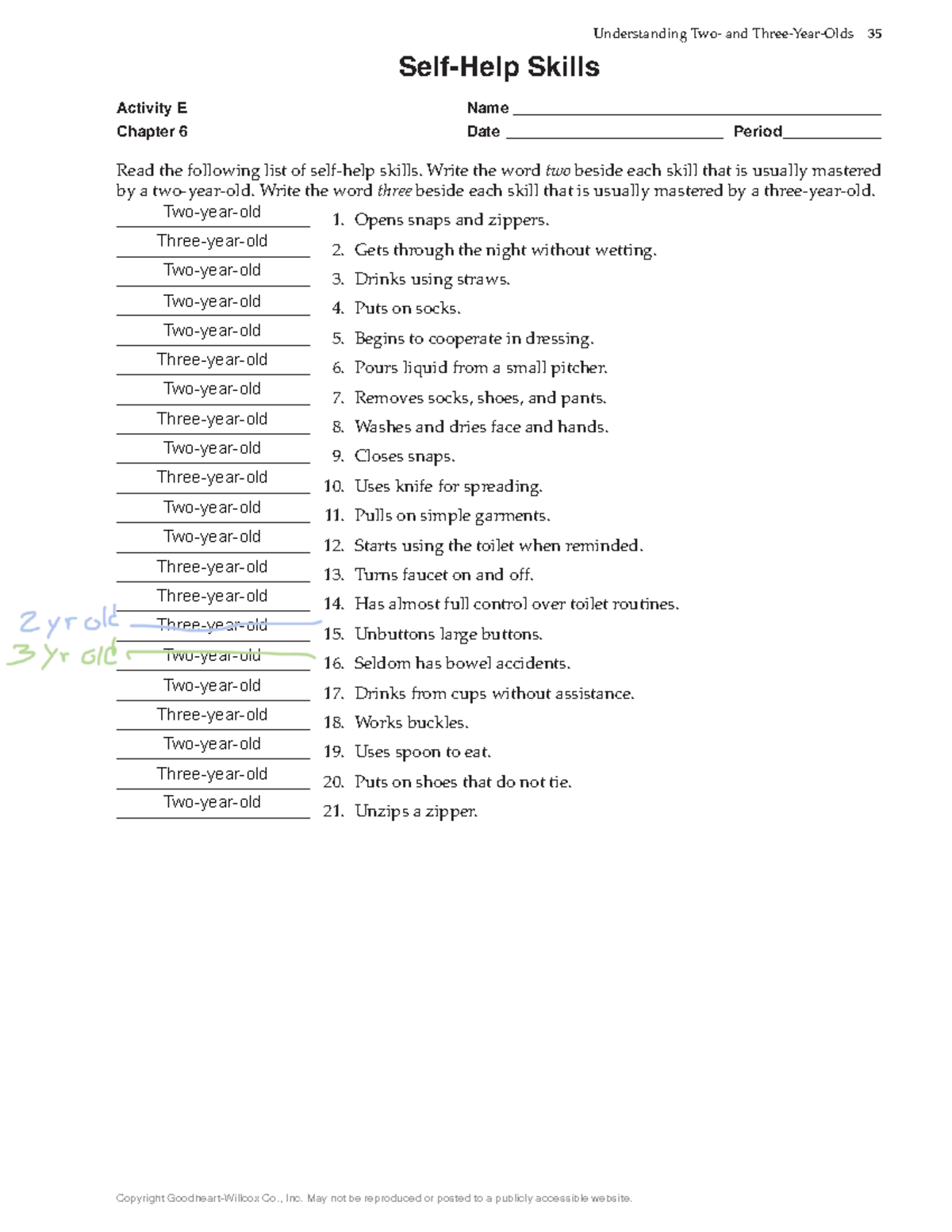 Self-Help Skills Activity E: Mastering Key Skills in Chapter 6 - Studocu