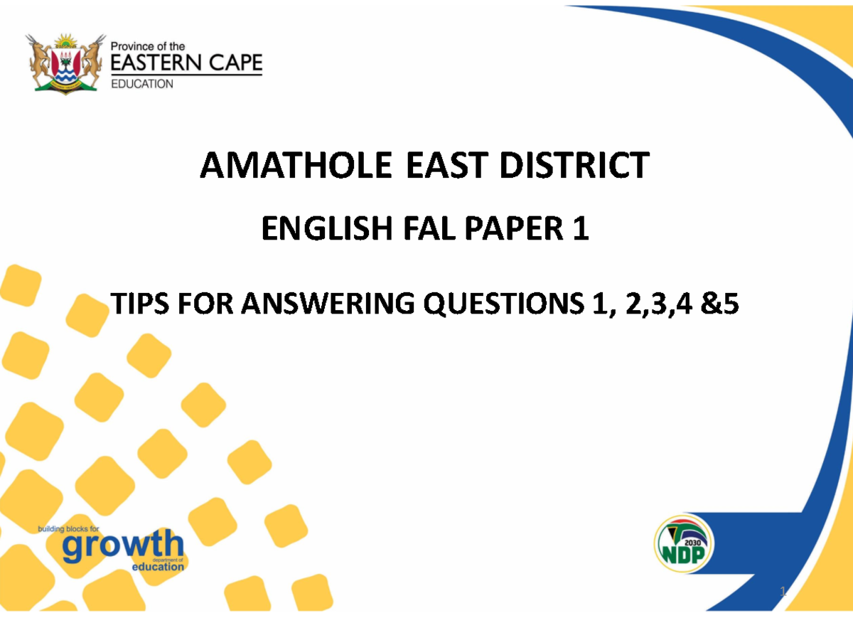 Tips for Answering English FAL Paper 1 - Study Guide - Studocu