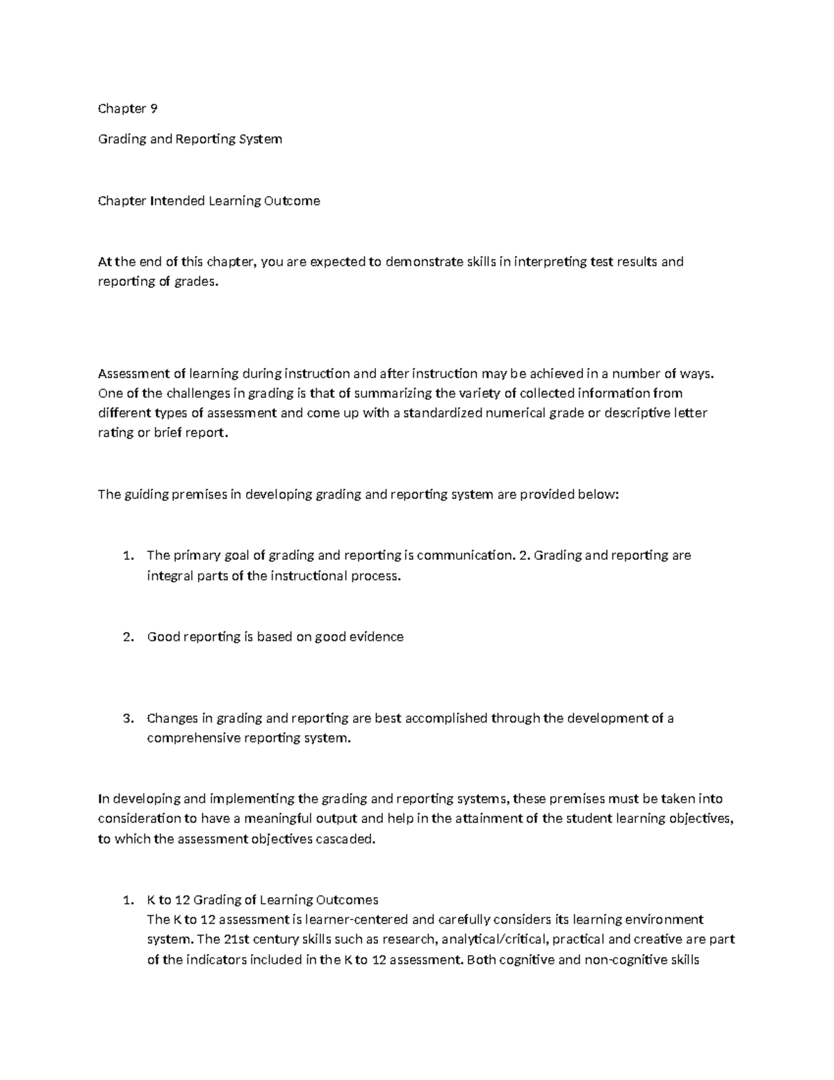 Prof Ed 9 - Chapter 9 Notes: Grading and Reporting Systems Overview ...
