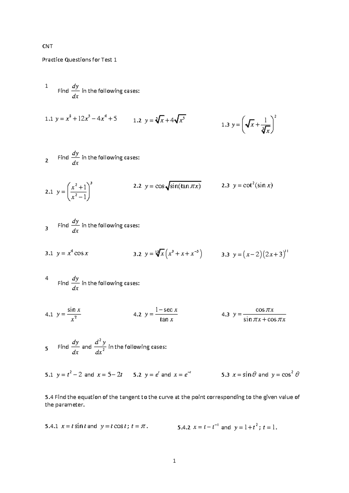 CNT 101 Practice Questions - Construction Mathematics Test 1 - Studocu