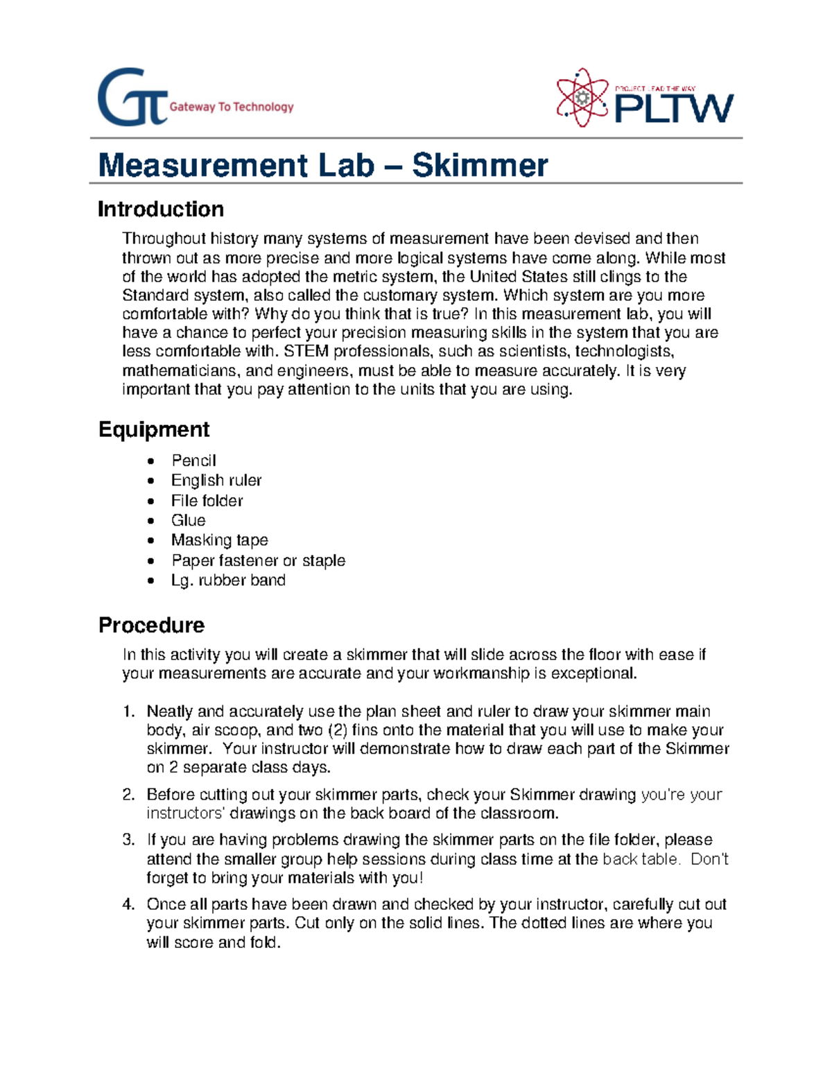 Measurement Lab: Skimmer Project Introduction and Procedure - Studocu