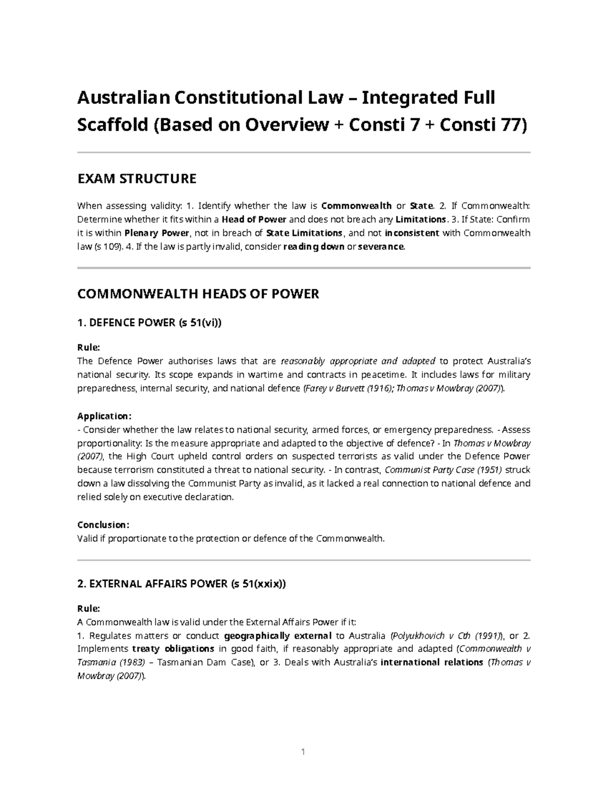 Constitutional Law Full Scaffold (Overview Consti 7 & 77) Exam Notes ...