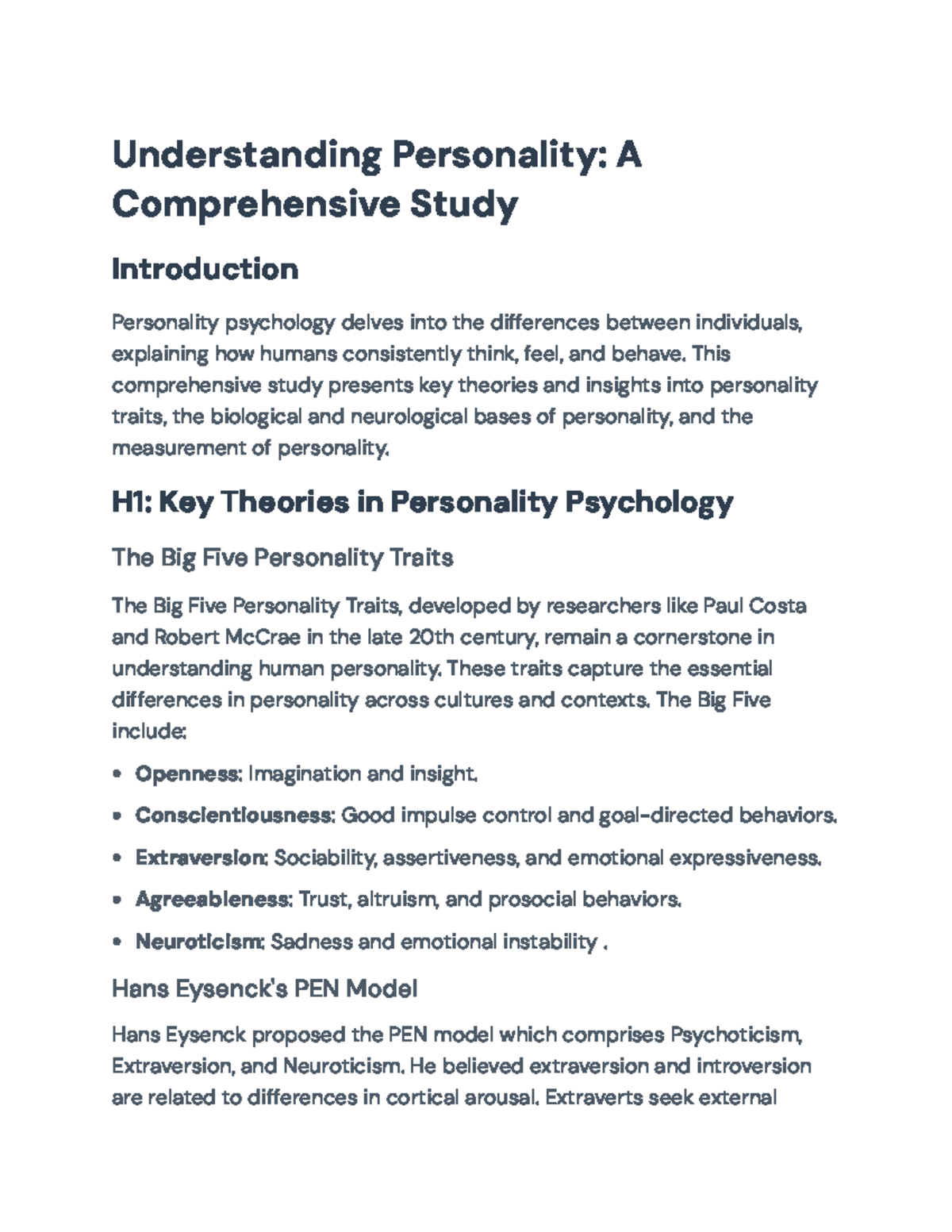 Understanding Personality: Key Theories and Biological Foundations ...