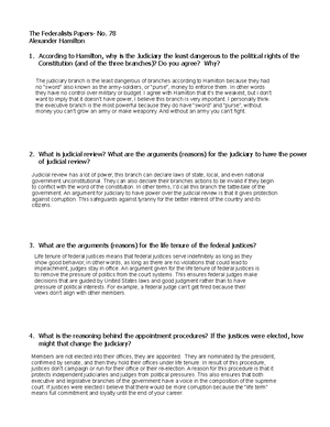 Fed Paper 10 51 - Federalist Paper no. 10, James Madison What is the ...