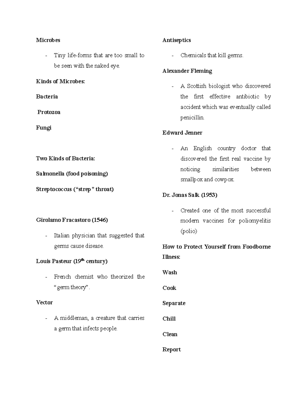 Microbes and Disease: Learning Guide Unit 1 Notes - Studocu