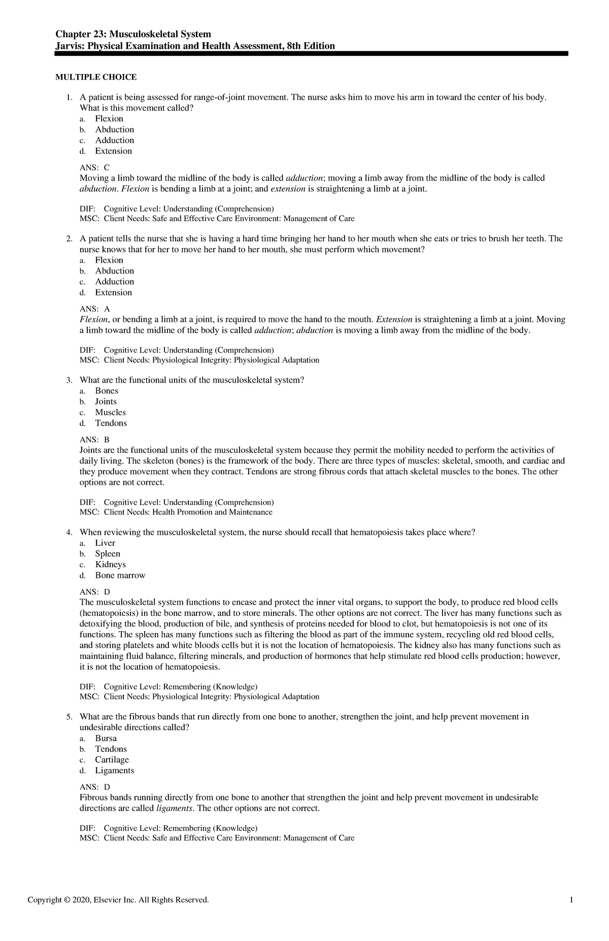Exam View - Chapter 24 - Nursing Health Assessment Test Bank Questions ...