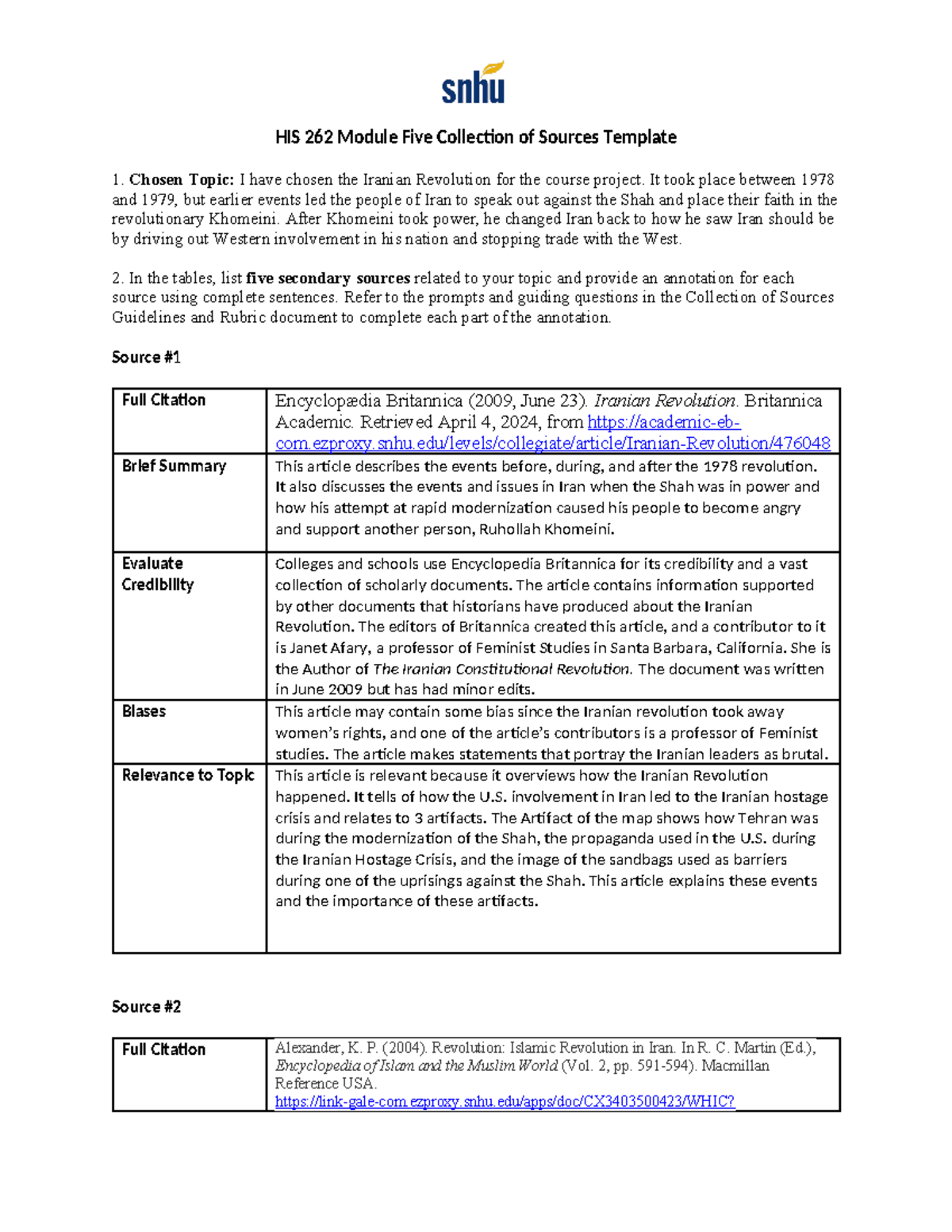 HIS 262 Module 5: Iranian Revolution Sources and Annotations - Studocu