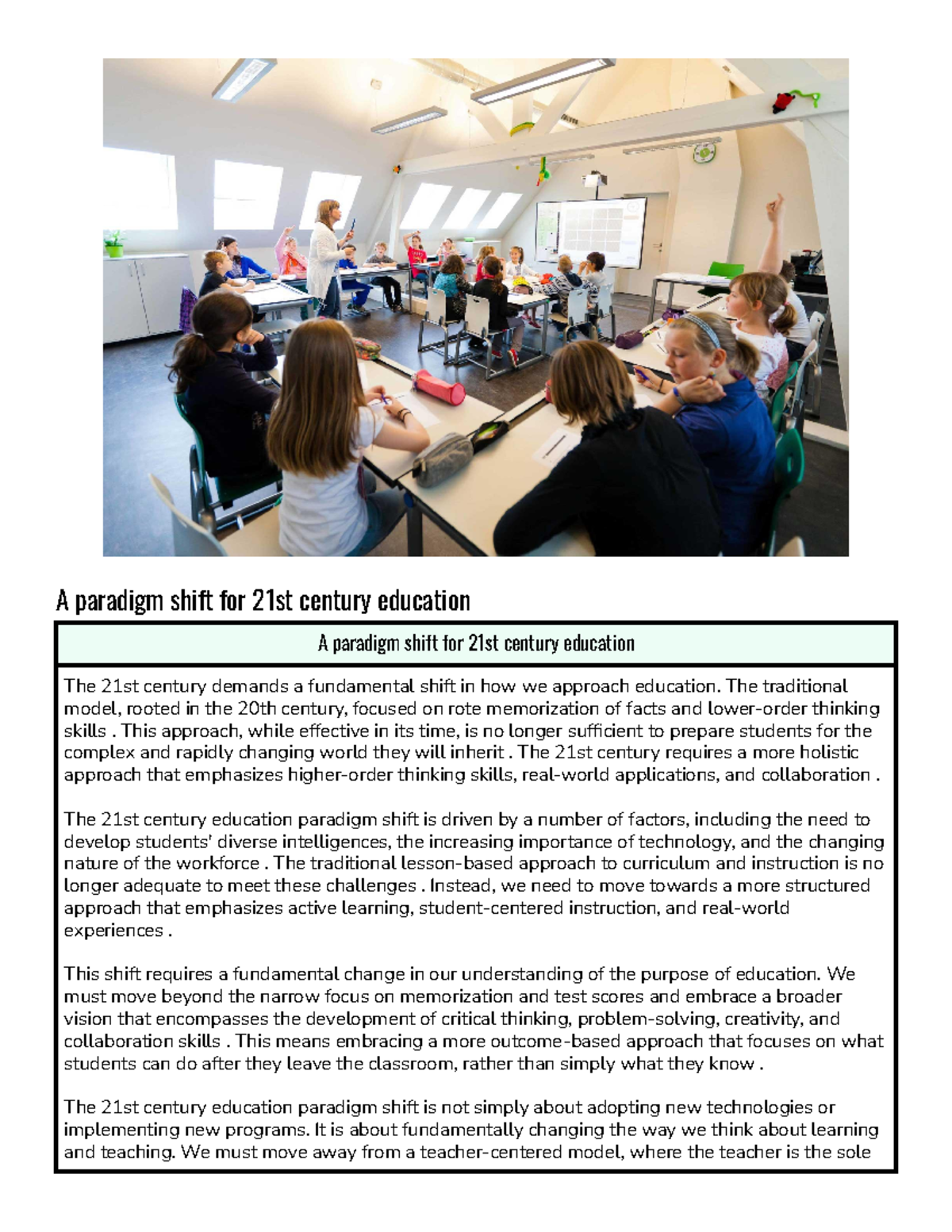 21st Century Education Paradigm Shift: Challenges and Solutions - Studocu