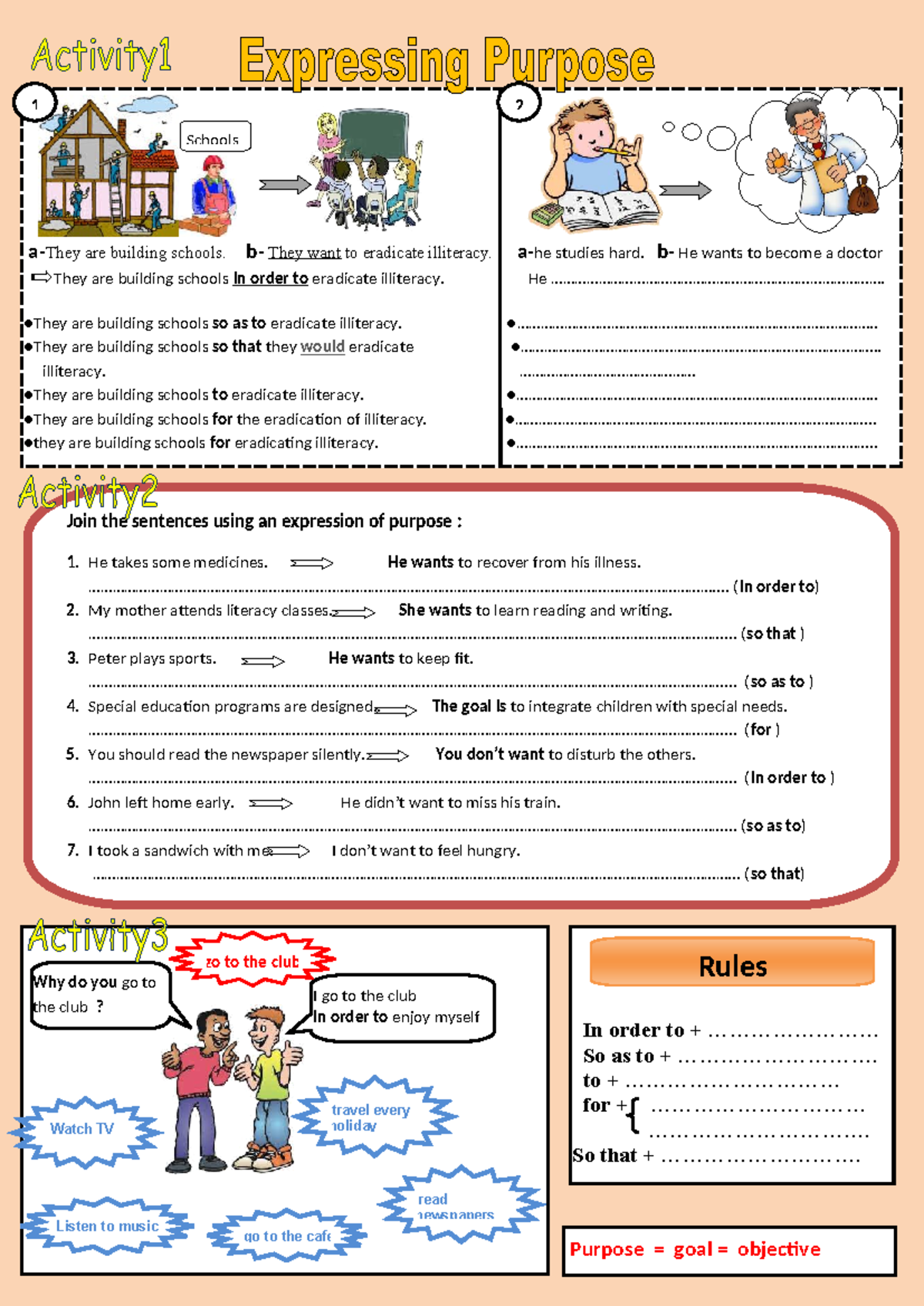 Expressing Purpose in English: Exercises and Examples 92950 - Studocu