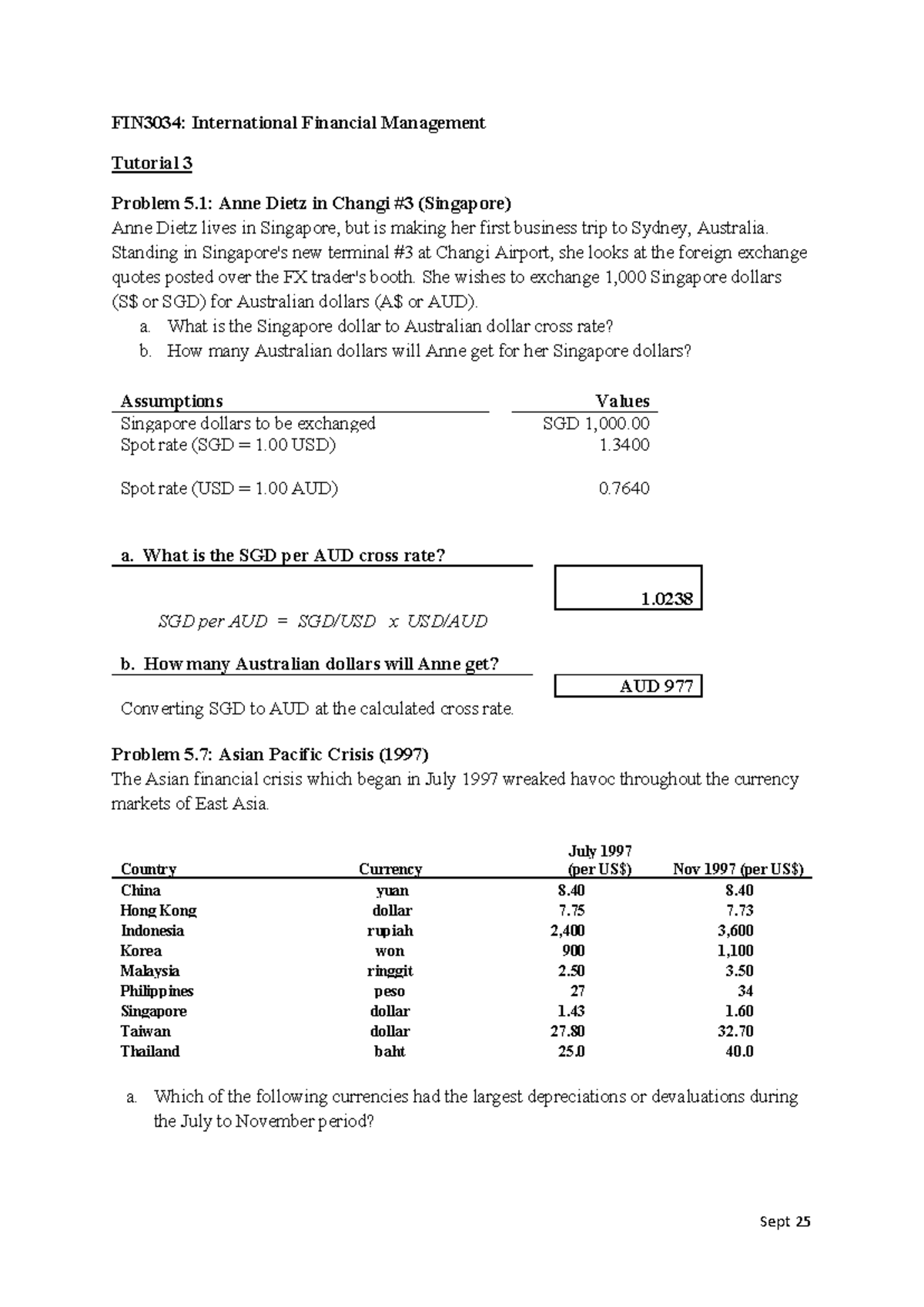 FIN3034: International Financial Management Tutorial 3 Solutions - Studocu