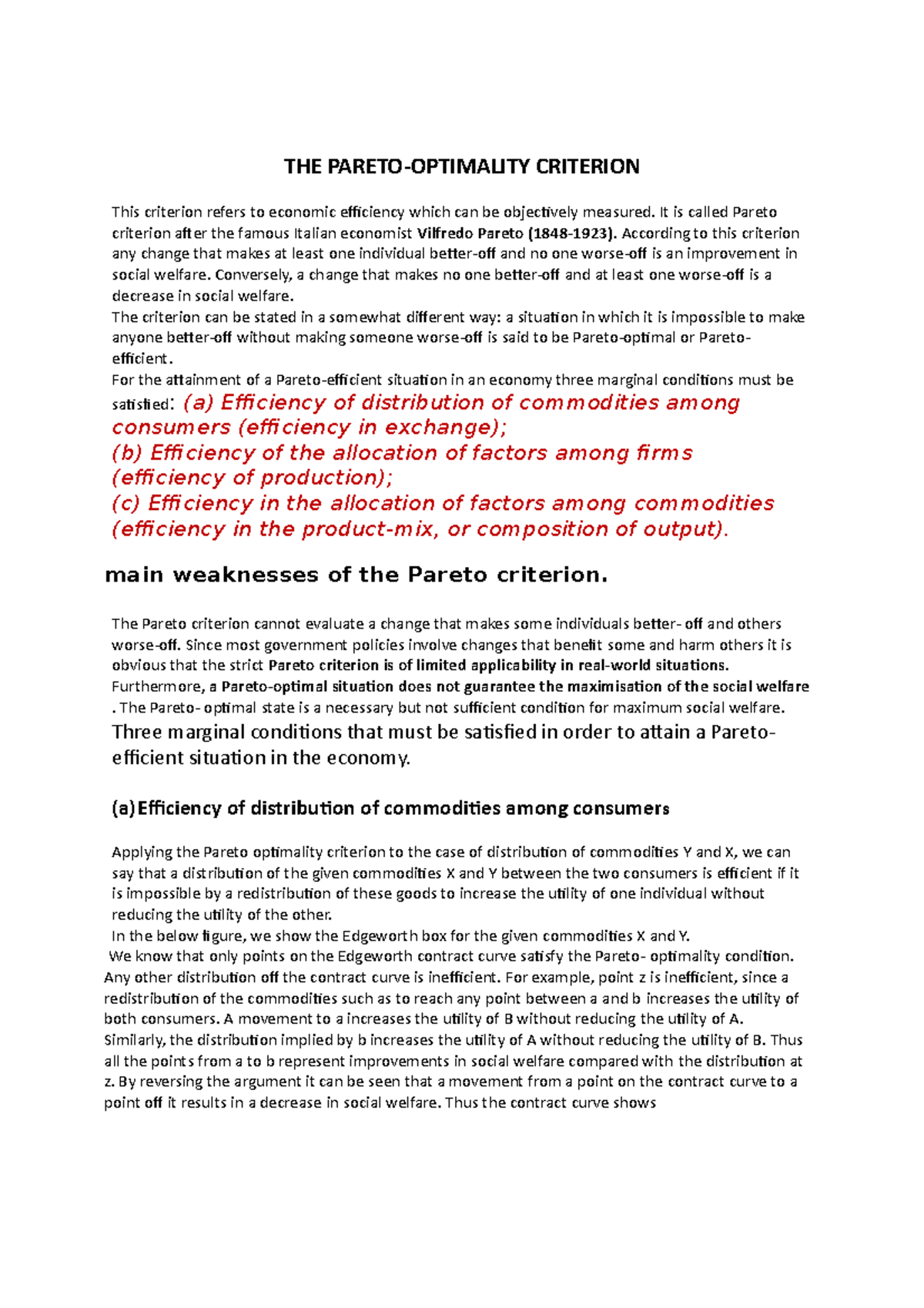 Economic Efficiency & Pareto Optimality: A Critical Overview - Studocu