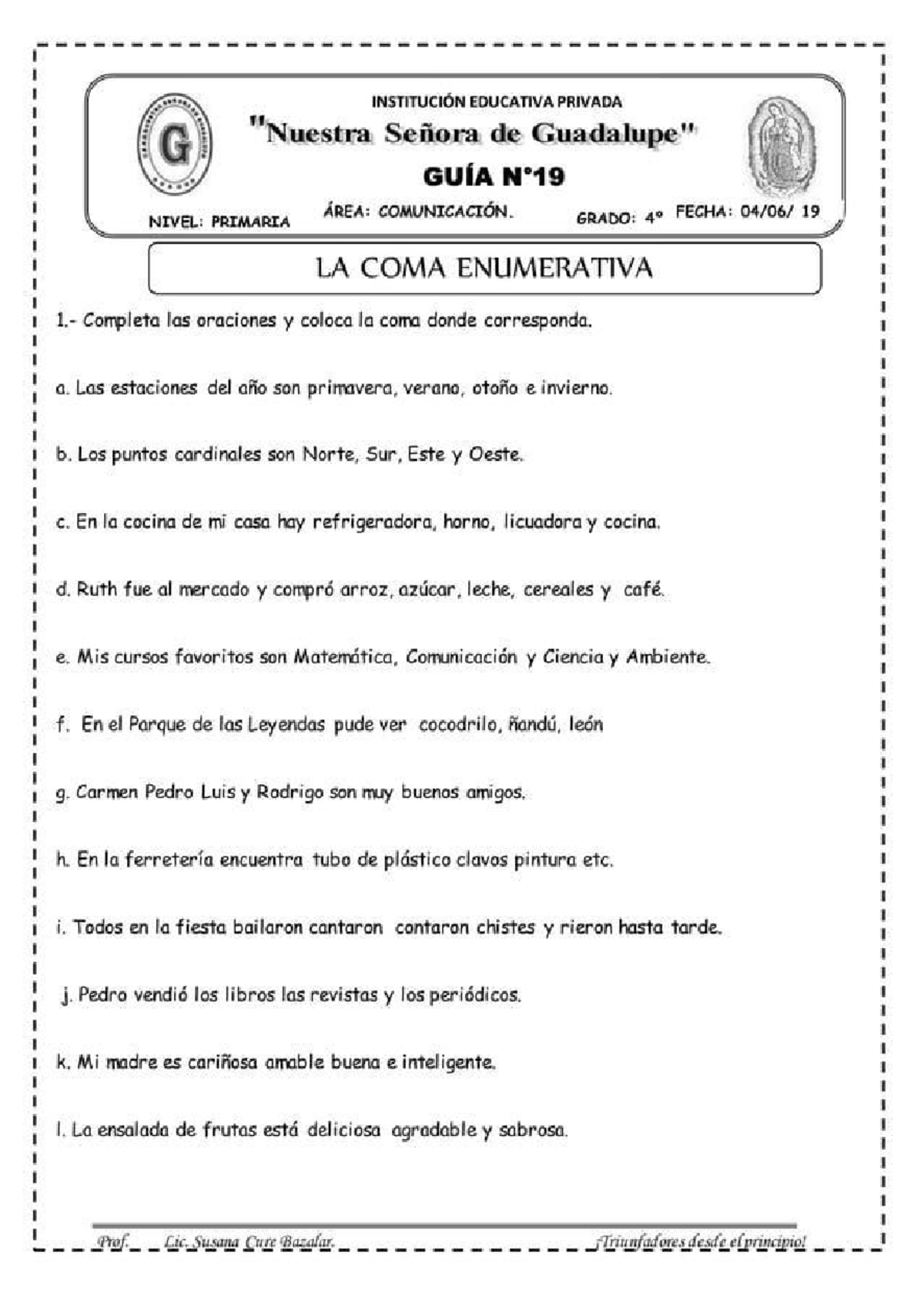 GUÍA DE COMUNICACIÓN: LA COMA ENUMERATIVA, EXPLICATIVA Y VOCATIVA ...