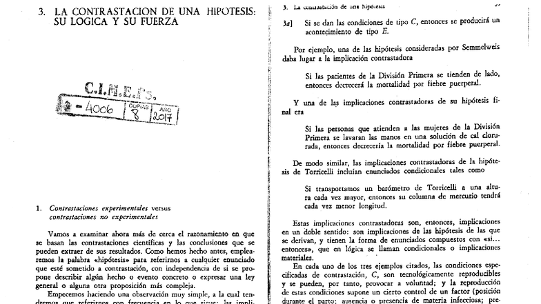 3. La Contrastación de una Hipótesis: Lógica y Fuerza en la Ciencia ...