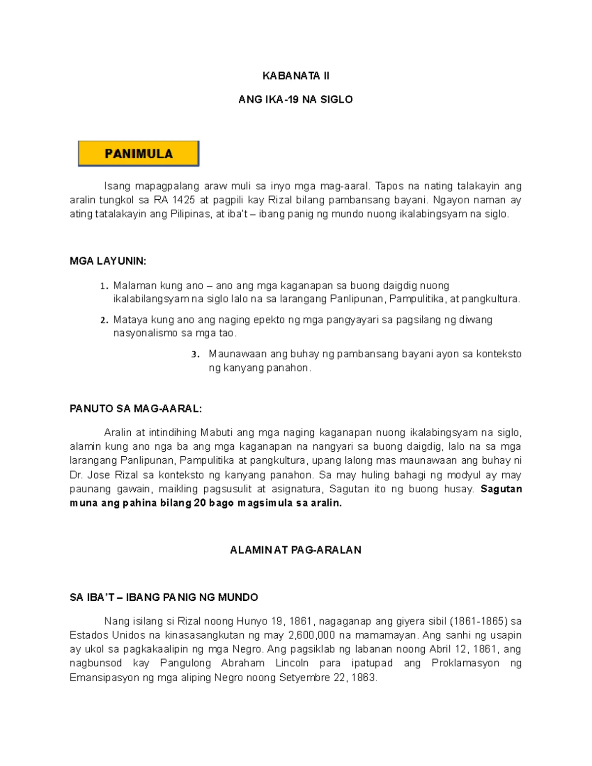SS5 Aralin 12 (module) - KABANATA XII ANG MGA PAG-IBIG NI DR. JOSE P ...