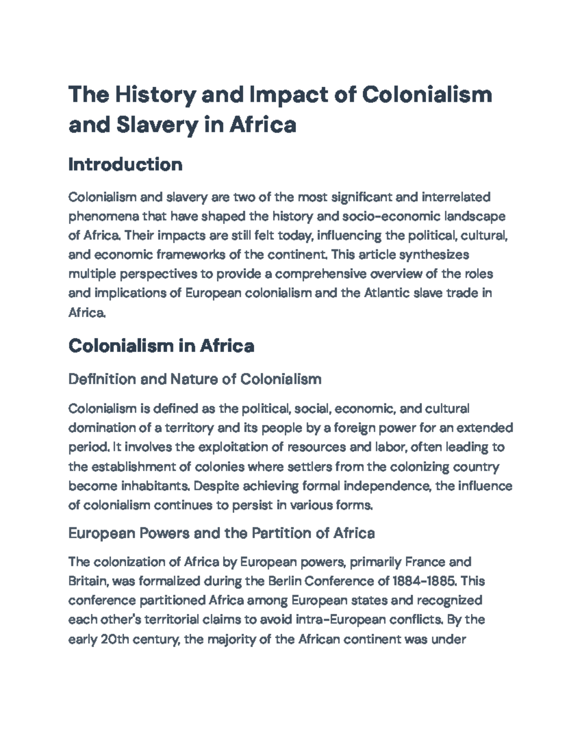 Colonialism and Slavery in Africa: Historical Impacts and Legacies ...