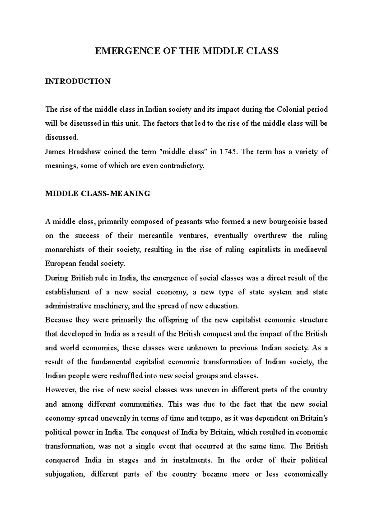 Emergence of the Middle Class in Colonial India: Analysis & Impact ...