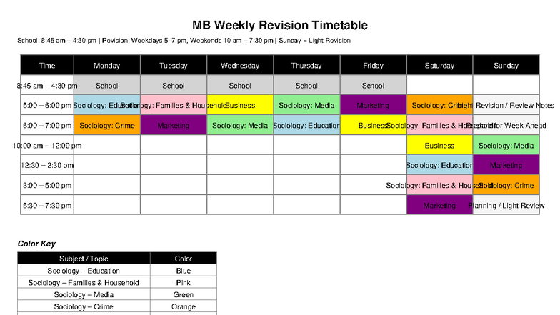 MB Weekly Revision Timetable Larger - MB Weekly Revision Timetable ...