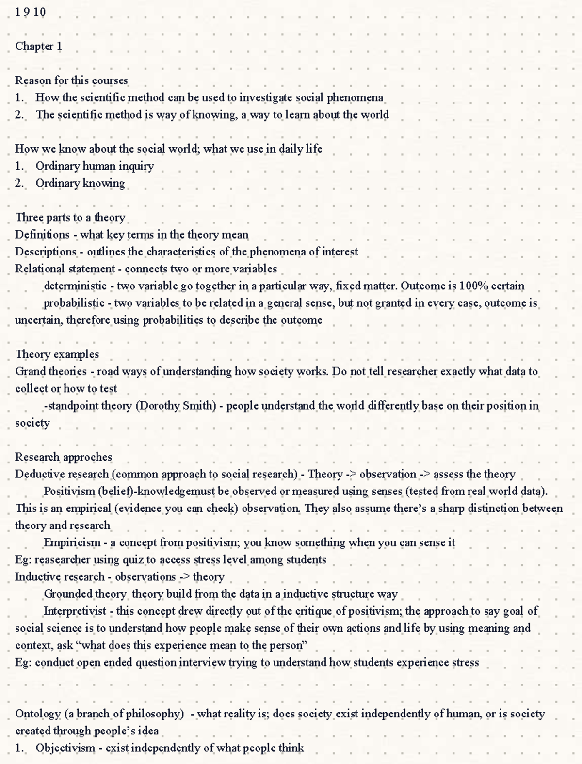 MT 1 Combined Notes: Understanding the Scientific Method in Social ...