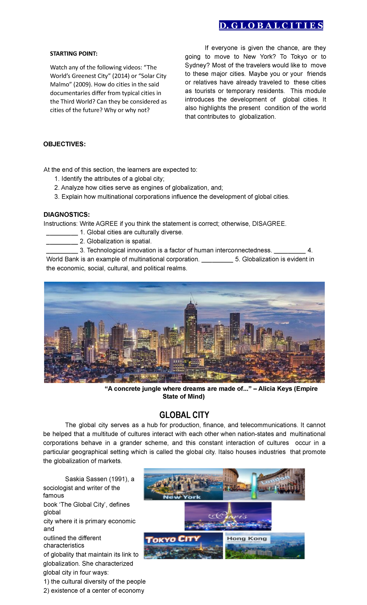 Module 6: Understanding Global Cities and Their Role in Globalization ...