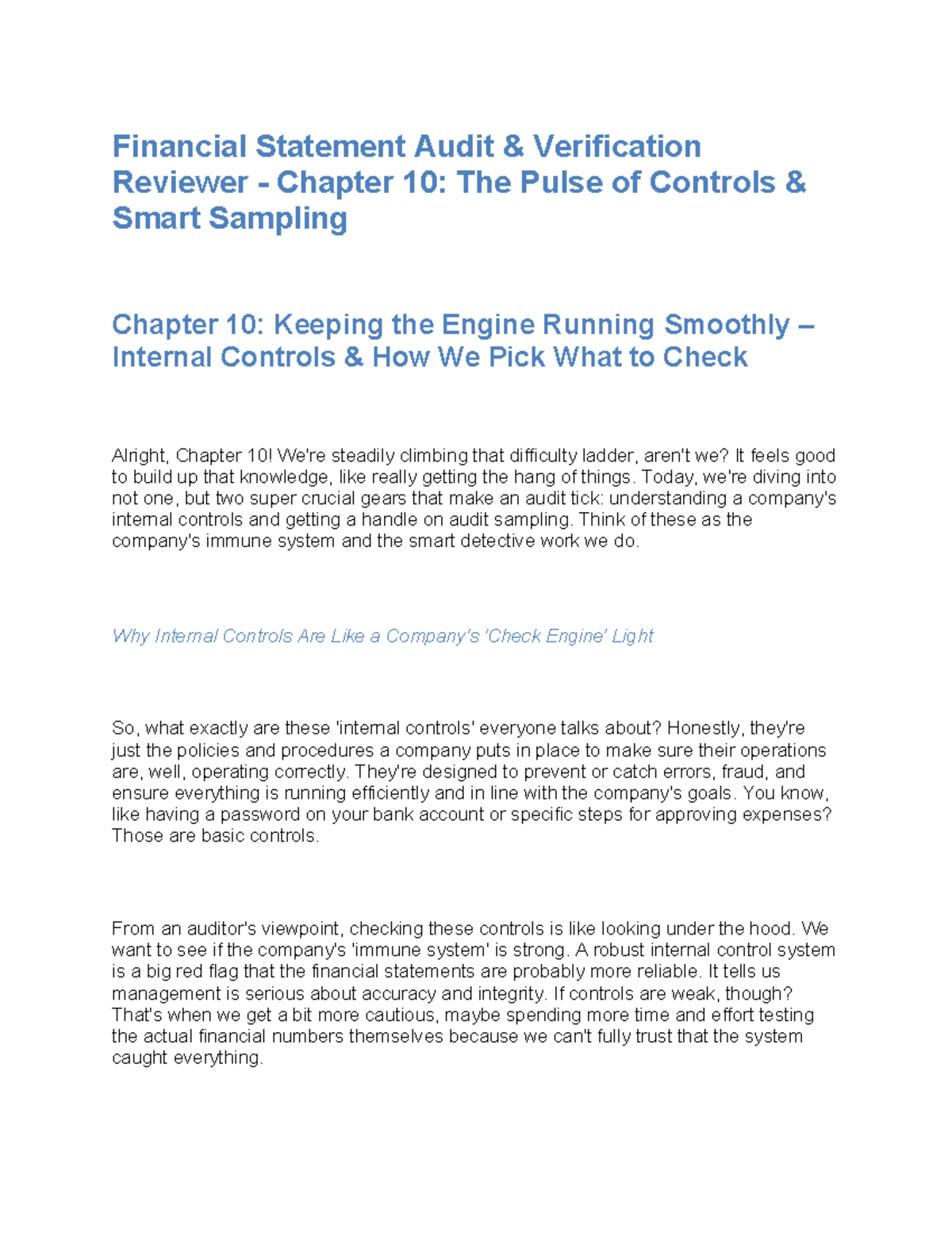 Financial Statement Audit Review: Internal Controls & Smart Sampling ...