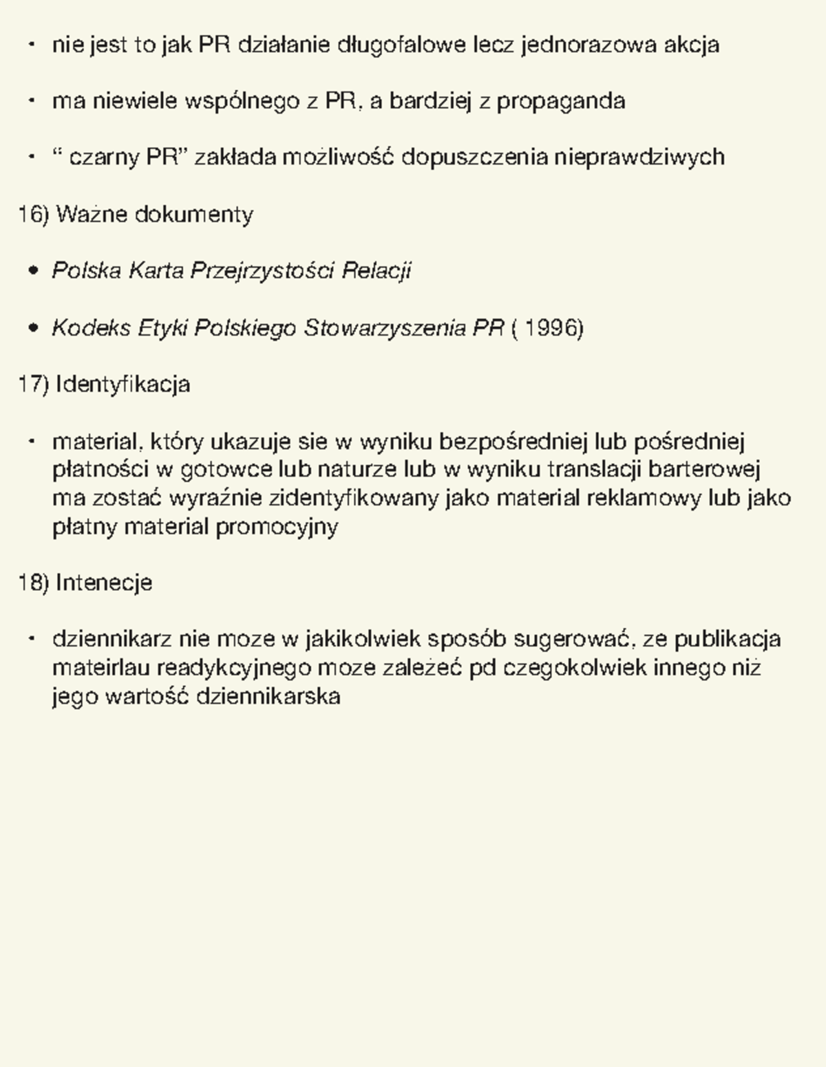 Pr - notatki z pr, podstawowe informacje - nie jest to jak PR działanie ...