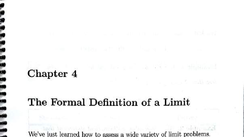 Chapter 4: The Formal Definition of a Limit (Math 101) - Studocu