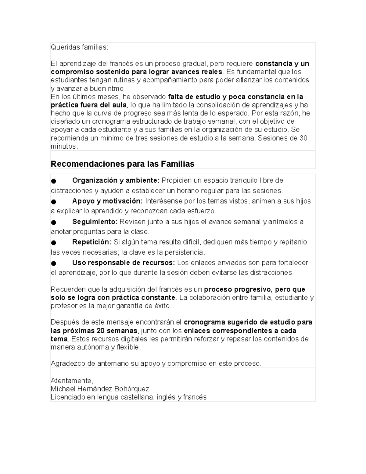 Cronograma de Estudio y Recursos para Aprender Francés - Studocu