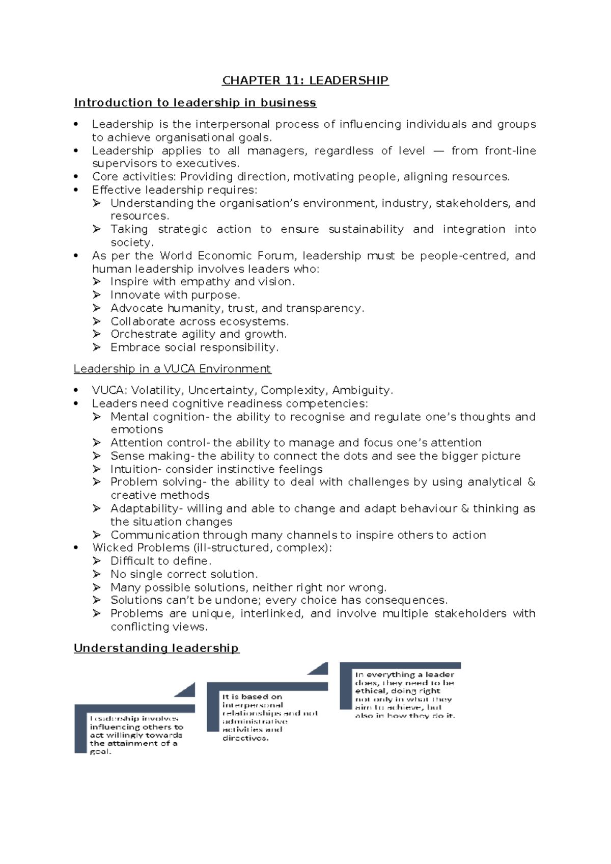 CHAPTER 11: LEADERSHIP - Understanding Effective Leadership in Business ...
